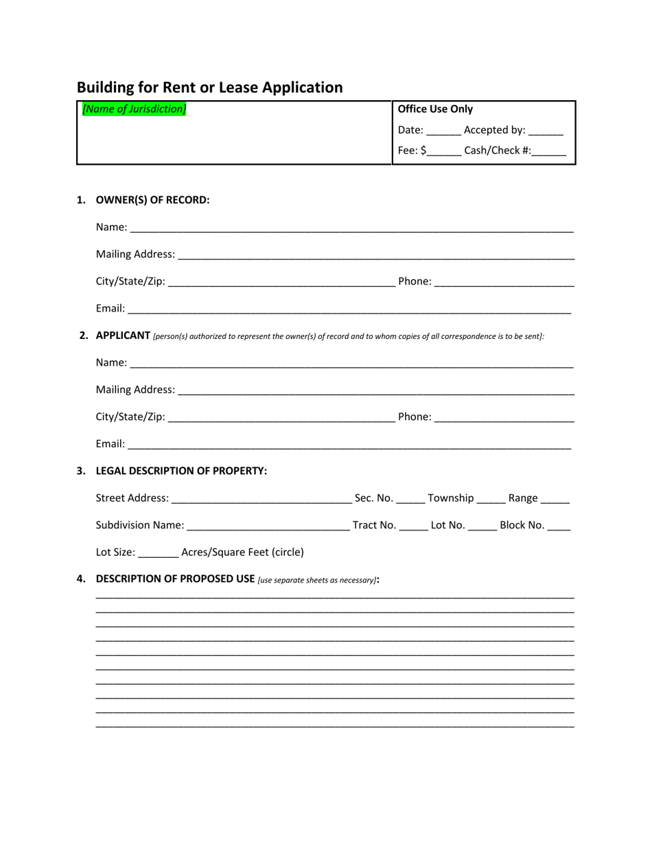 Montana Building for Rent or Lease Application - Fill Out, Sign Online ...