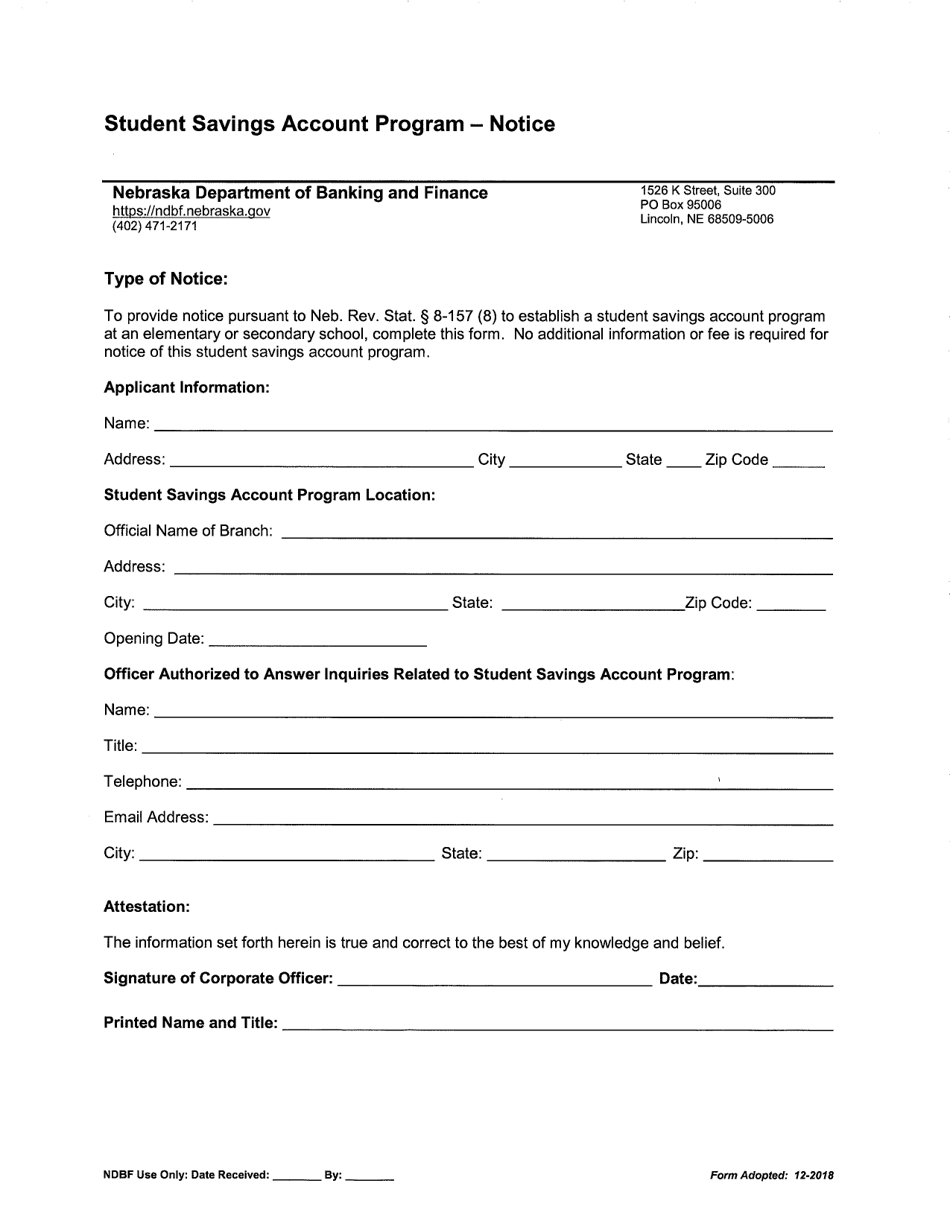 Nebraska Notice - Student Savings Account Program - Fill Out, Sign ...