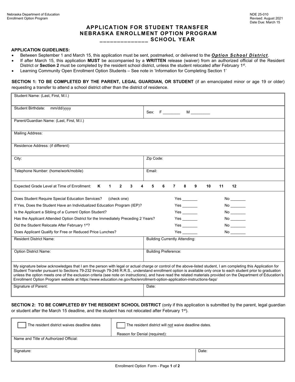 Form NDE25-010 - Fill Out, Sign Online and Download Printable PDF ...