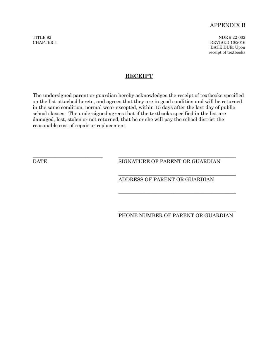 Form NDE22-002 Appendix B - Fill Out, Sign Online and Download ...