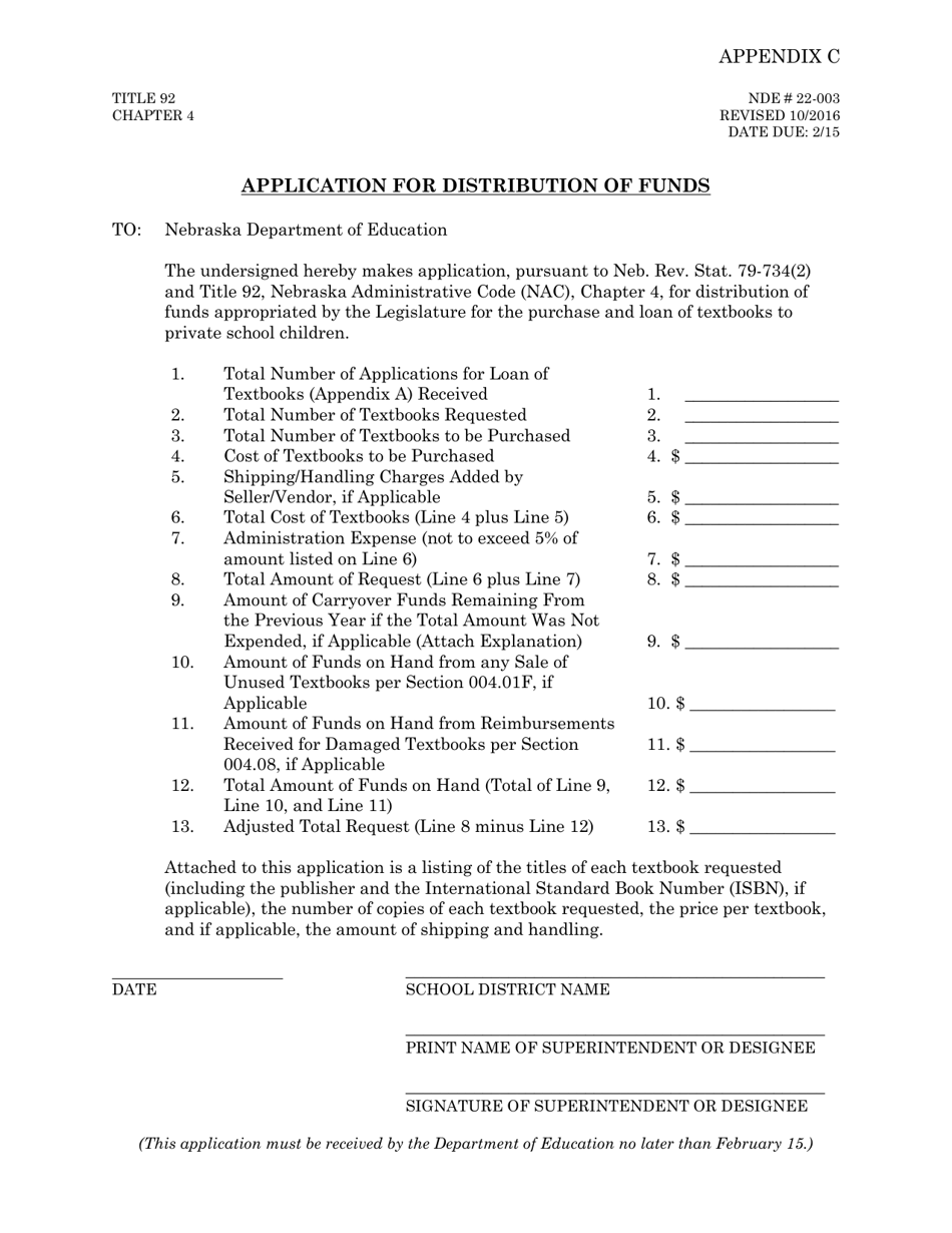Form NDE22-003 Appendix C - Fill Out, Sign Online and Download ...