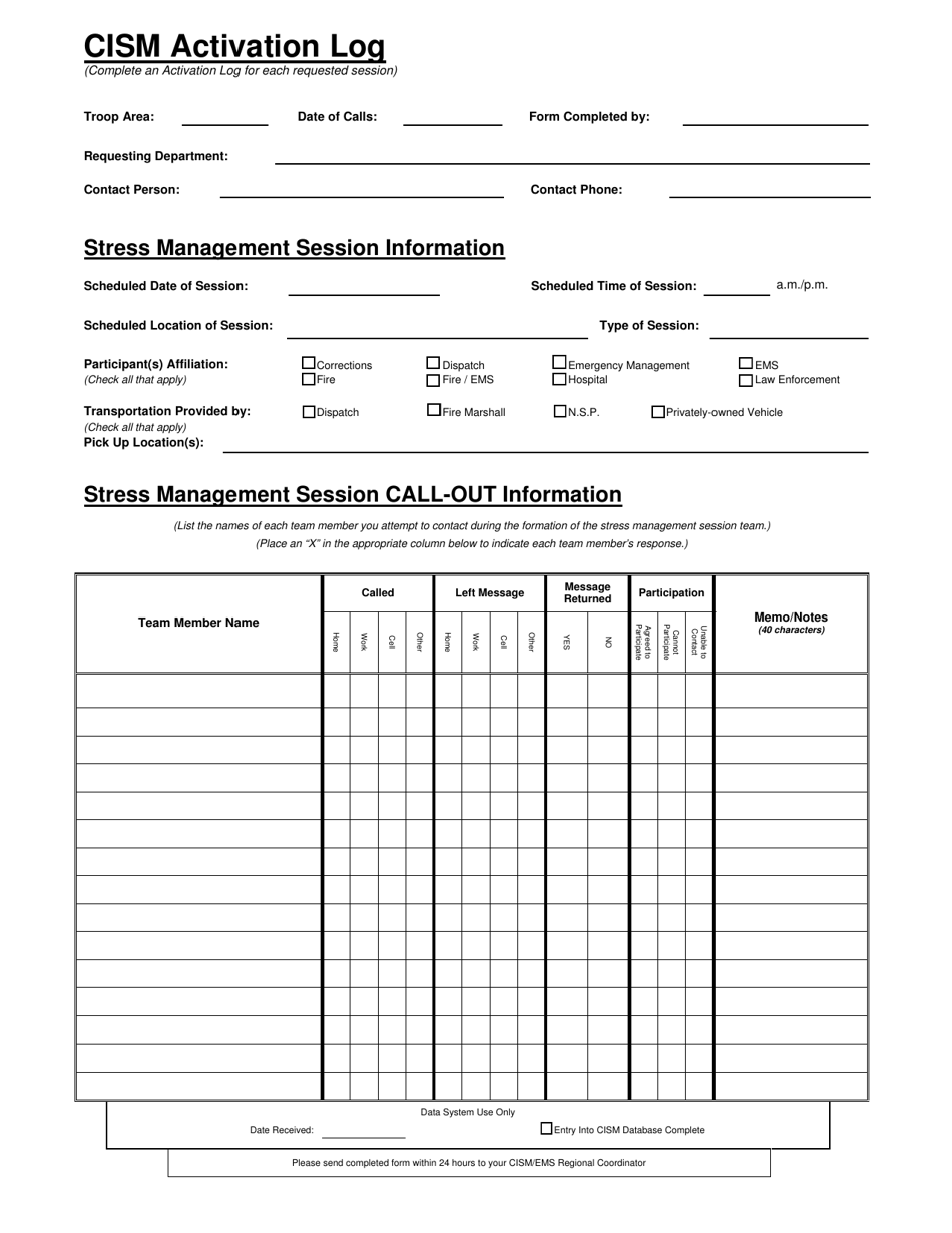 Nebraska Cism Activation Log - Fill Out, Sign Online and Download PDF ...