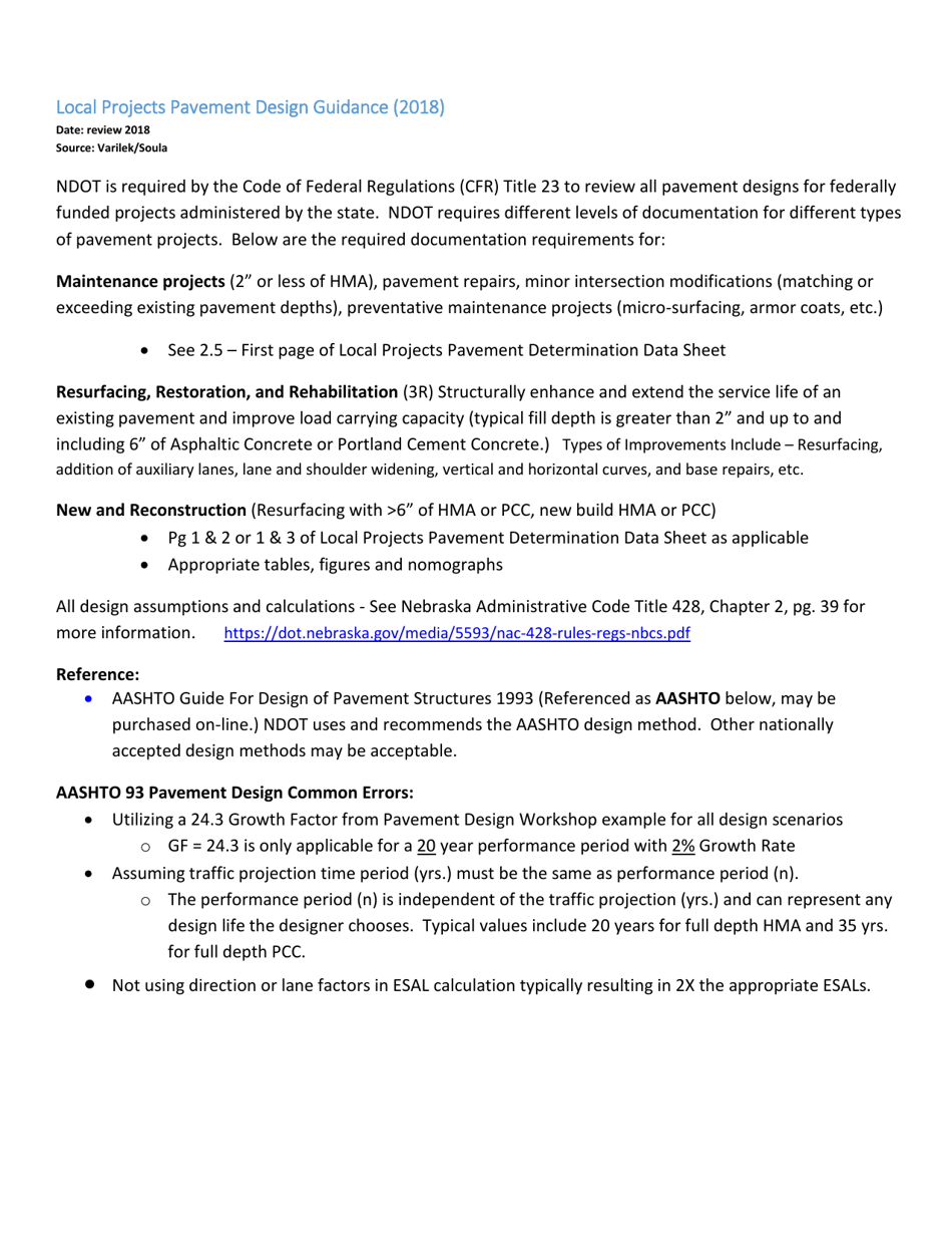 Nebraska Local Projects Pavement Design Guidance - Fill Out, Sign ...