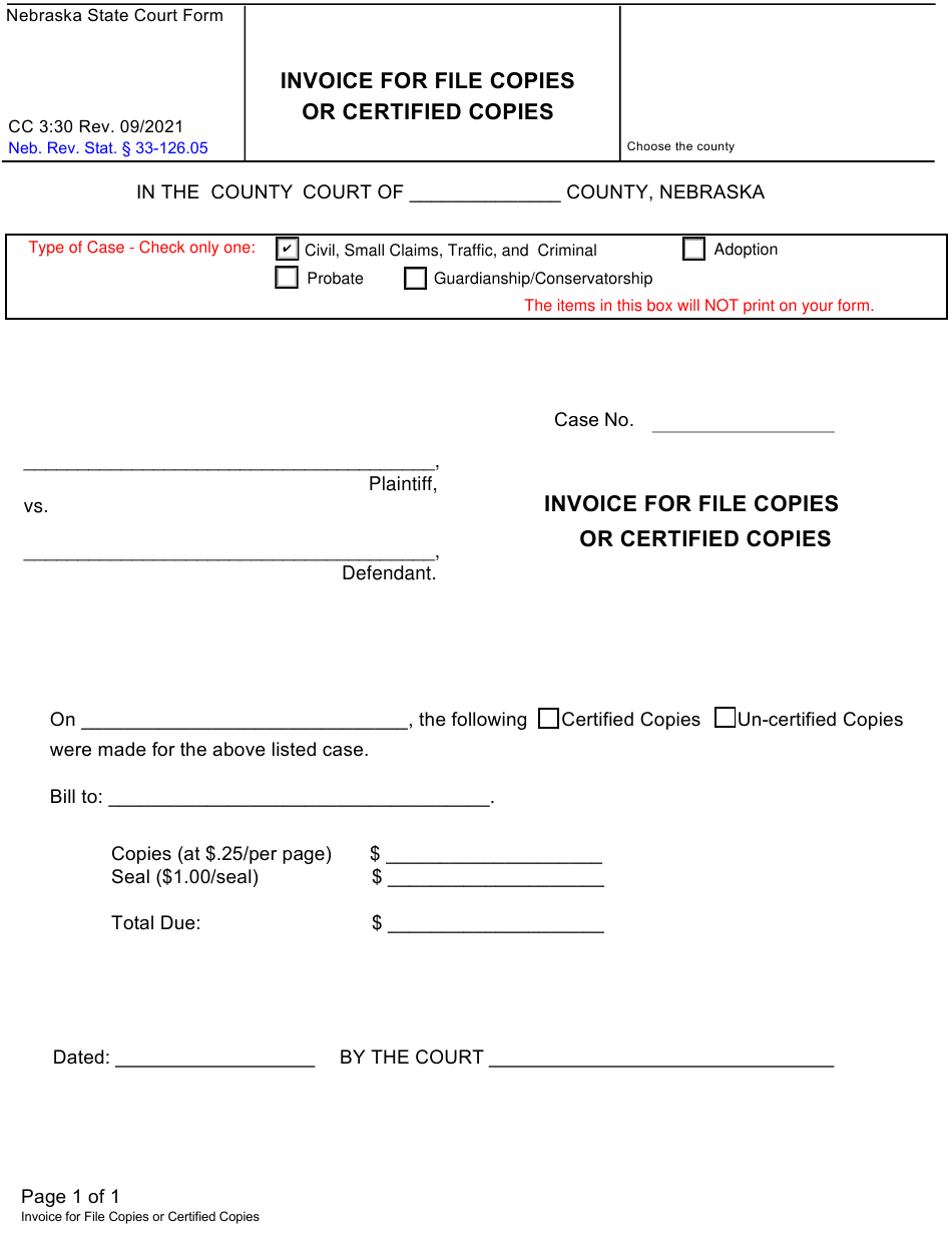 Form CC3:30 Download Fillable PDF or Fill Online Invoice for File ...