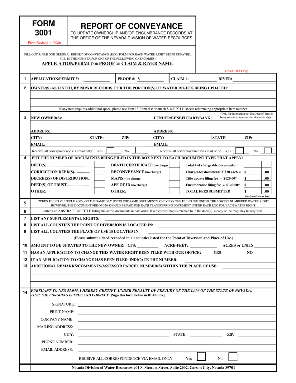 Form 3001 - Fill Out, Sign Online and Download Fillable PDF, Nevada ...