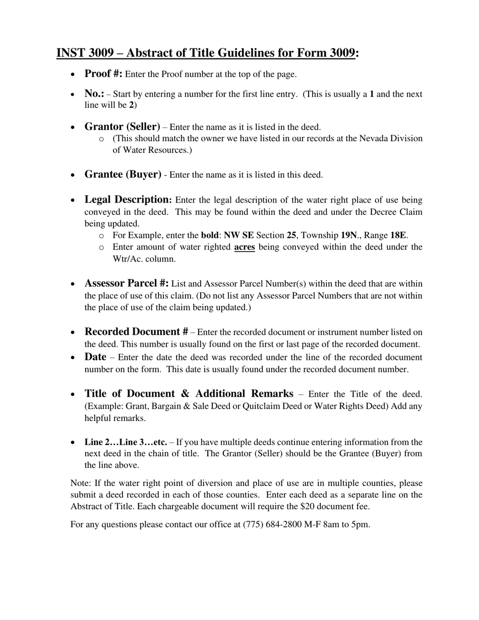 Download Instructions for Form 3009 Proof of Appropriation Abstract of ...