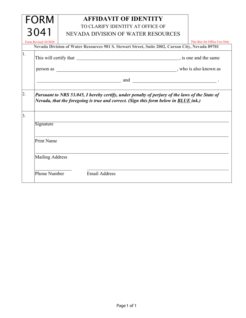 Form 3041 - Fill Out, Sign Online and Download Fillable PDF, Nevada ...