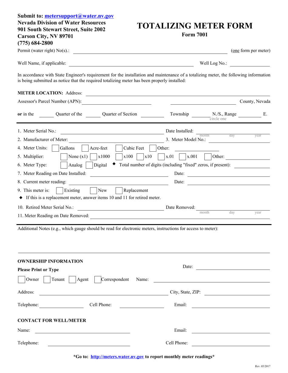 Form 7001 - Fill Out, Sign Online and Download Fillable PDF, Nevada ...