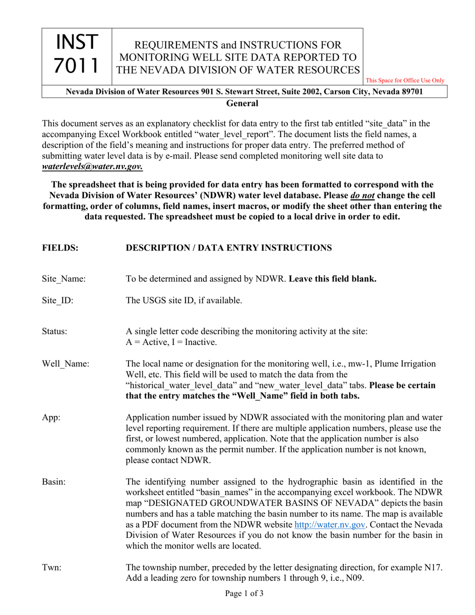 Form 7011 - Fill Out, Sign Online and Download Printable PDF, Nevada ...