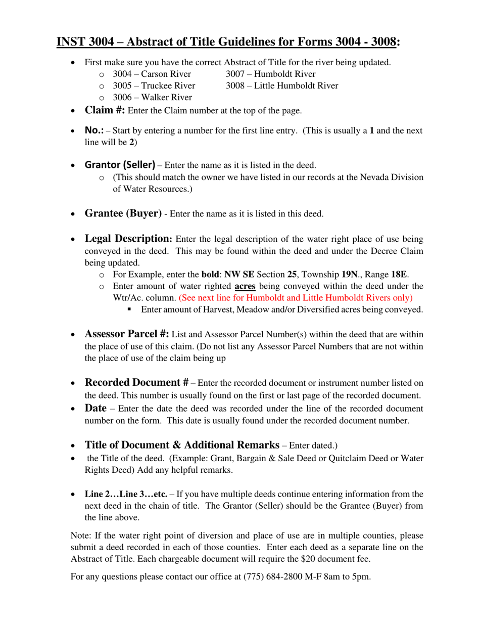 Download Instructions for Form 3004, 3005, 3006, 3007, 3008 PDF ...