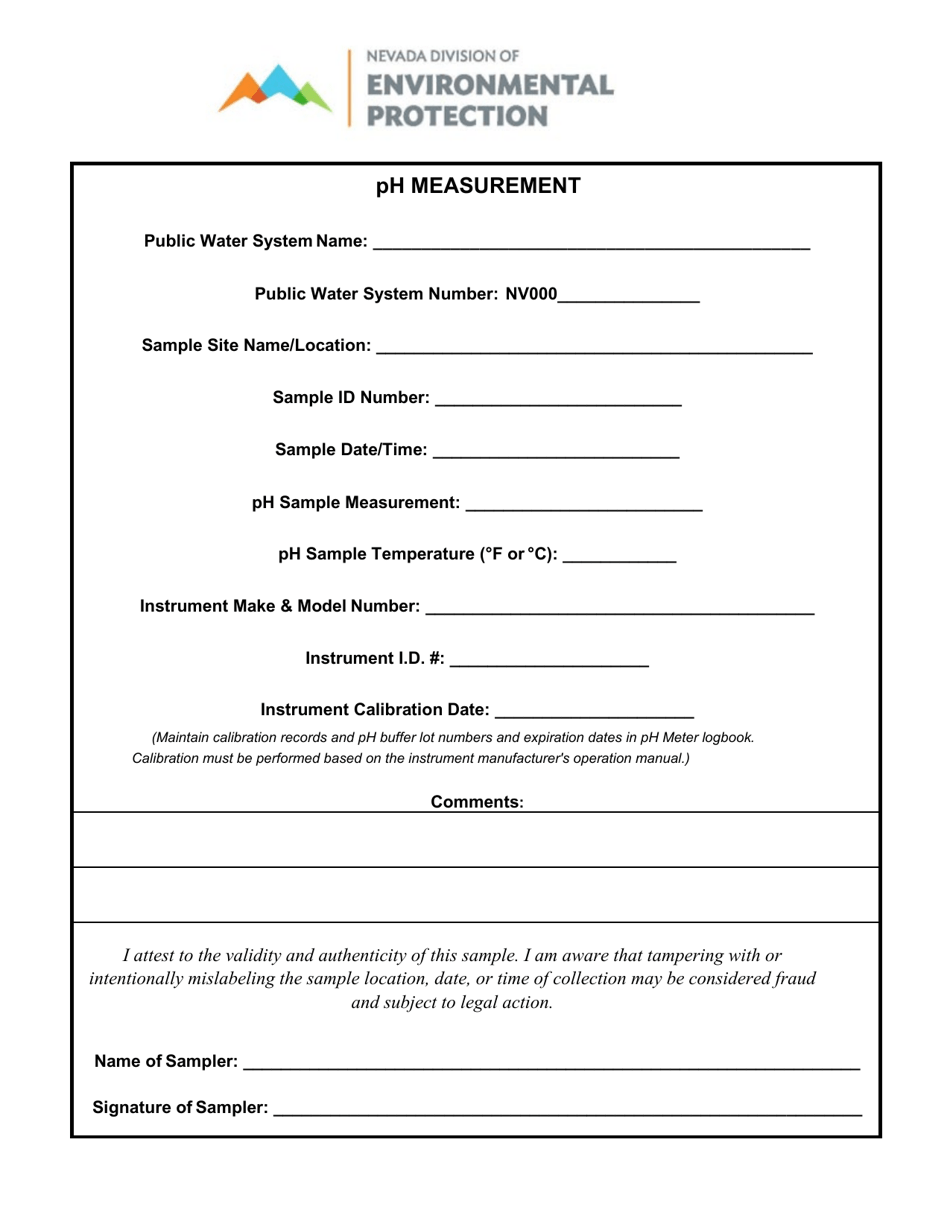 Nevada Ph Measurement - Fill Out, Sign Online and Download PDF ...
