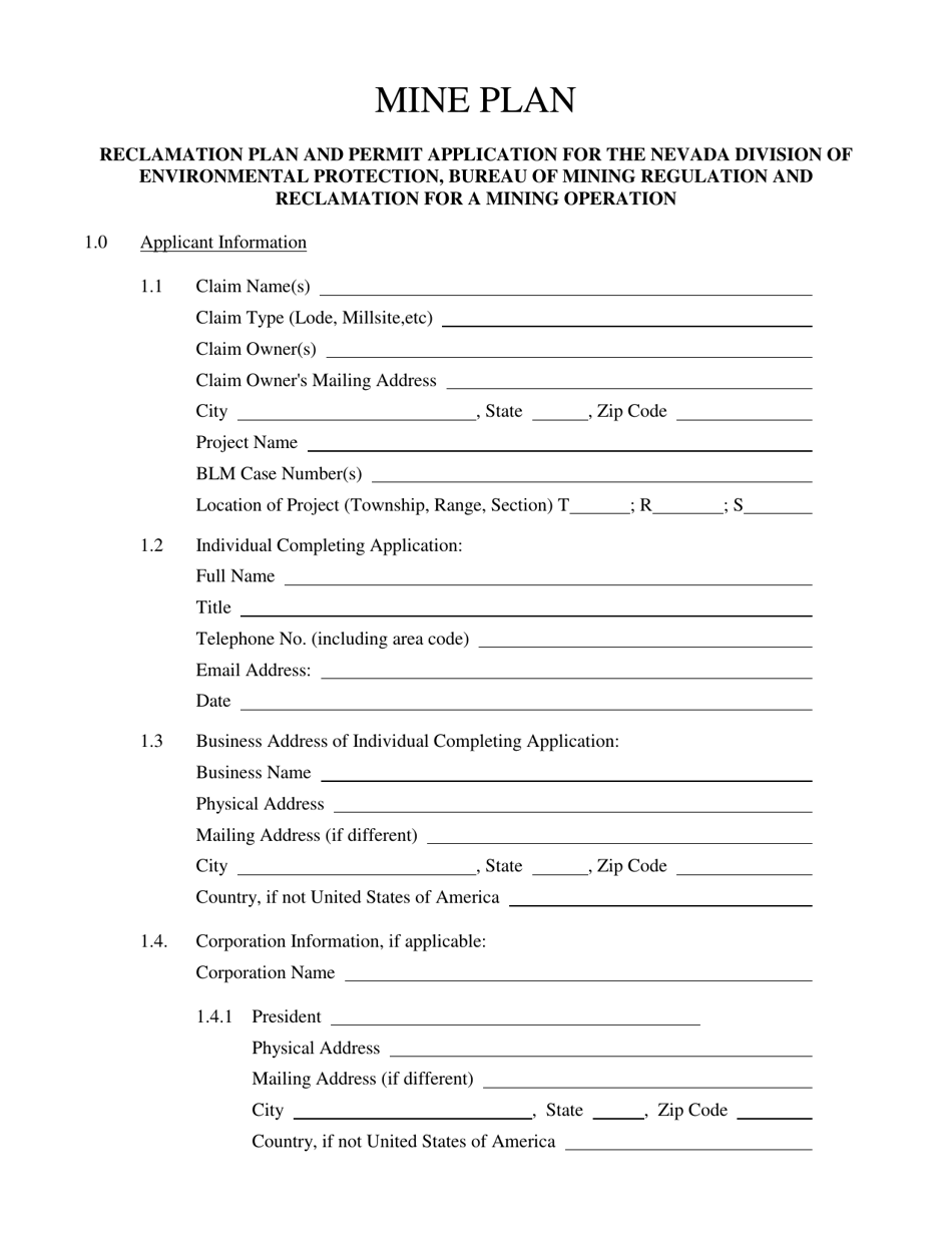 Nevada Reclamation Plan and Permit Application for a Mining Operation ...