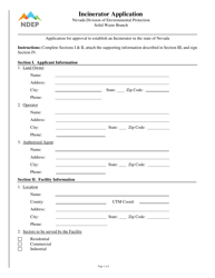 Nevada Incinerator Application - Fill Out, Sign Online and Download PDF | Templateroller
