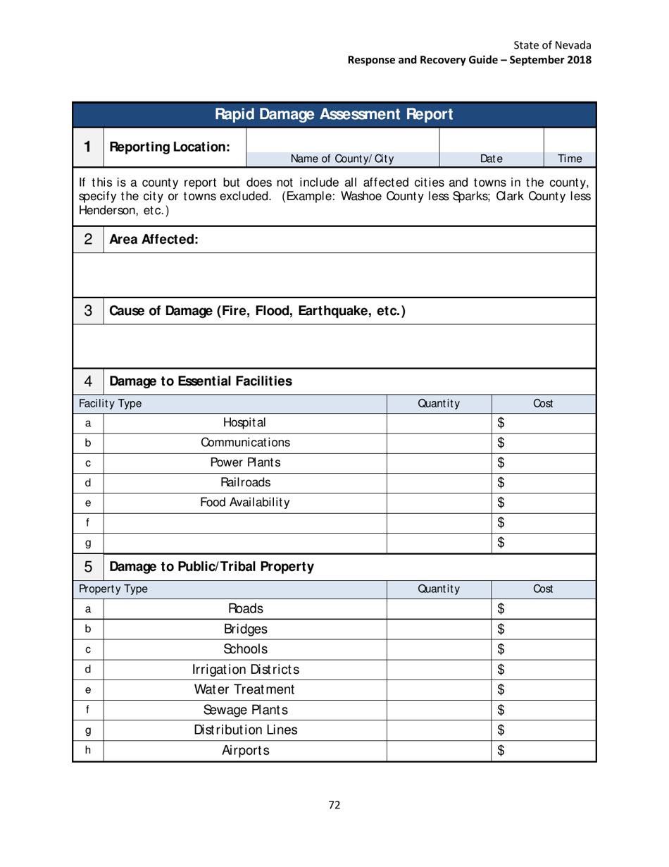 Nevada Rapid Damage Assessment Report - Fill Out, Sign Online and ...