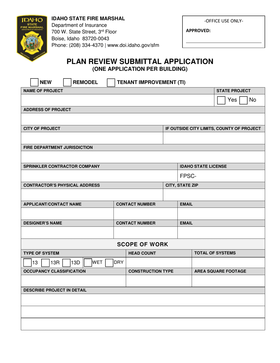 Idaho Plan Review Submittal Application - Fill Out, Sign Online and ...