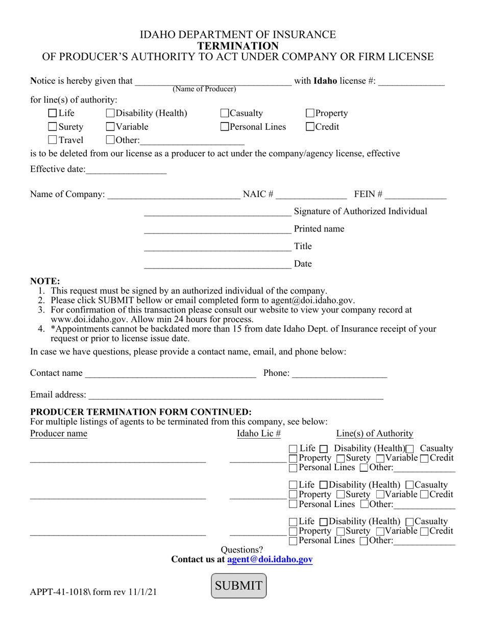 Form APPT-41-1018 - Fill Out, Sign Online and Download Fillable PDF ...
