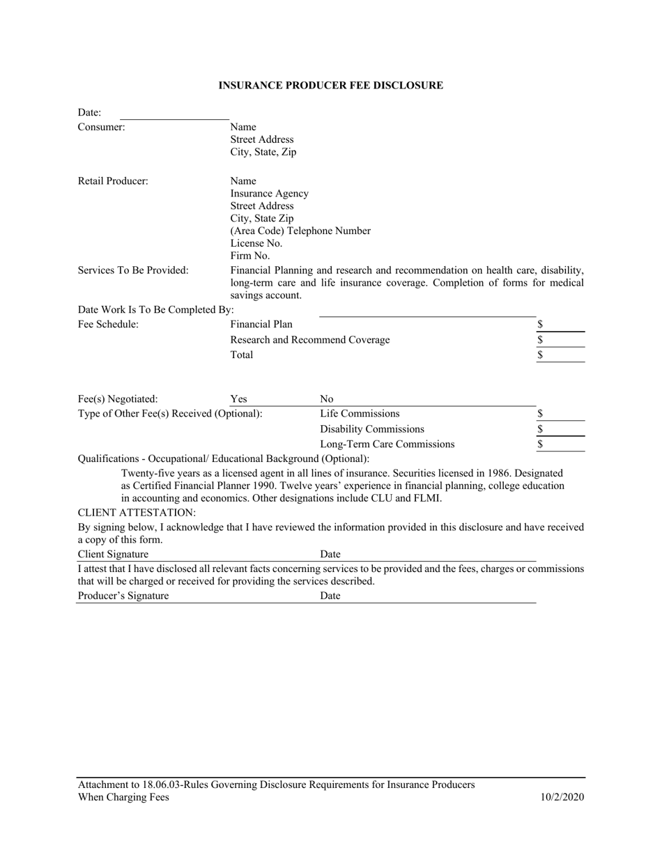 Idaho Insurance Producer Fee Disclosure Download Printable PDF ...
