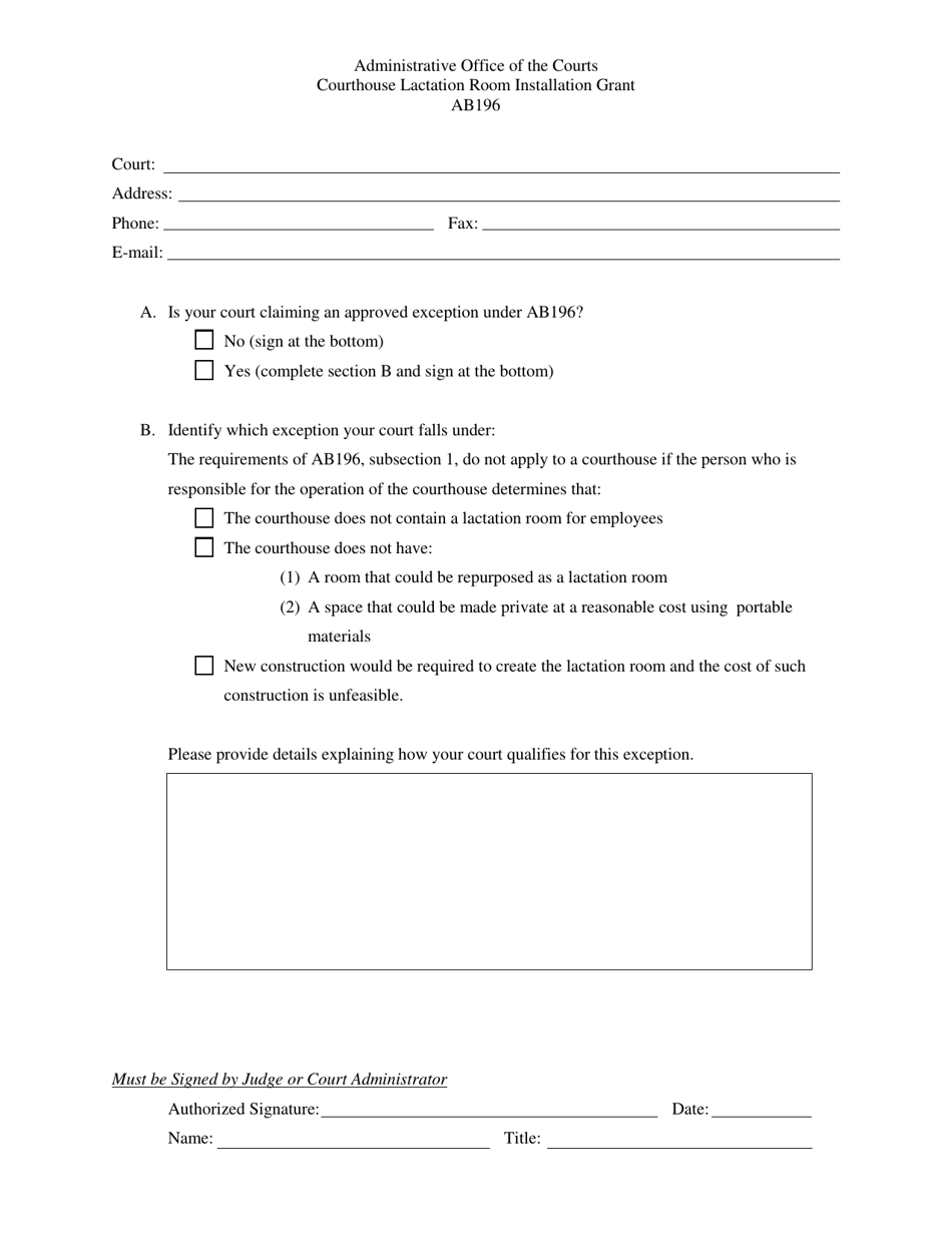 Form AB196 - Fill Out, Sign Online and Download Fillable PDF, Nevada ...