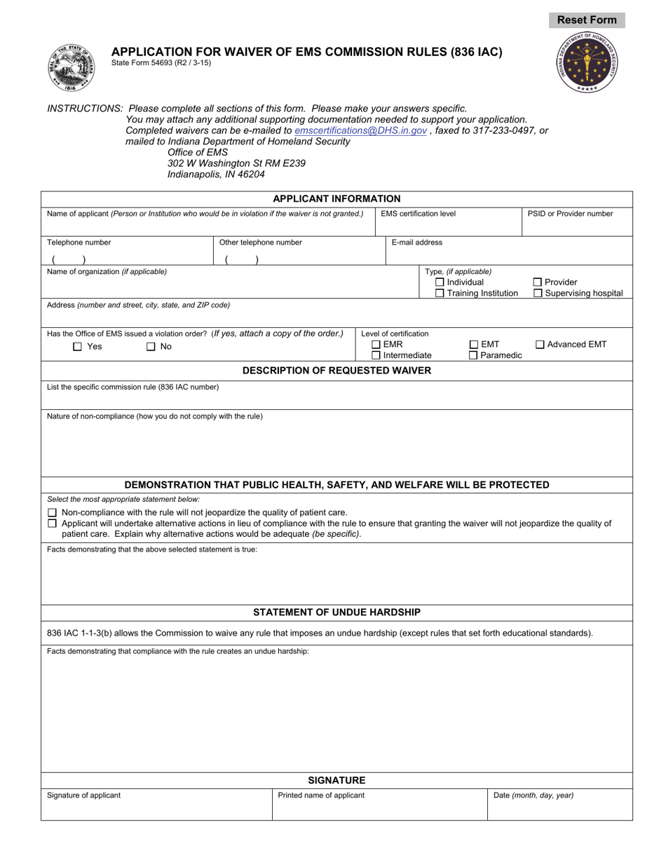 State Form 54693 - Fill Out, Sign Online and Download Fillable PDF ...