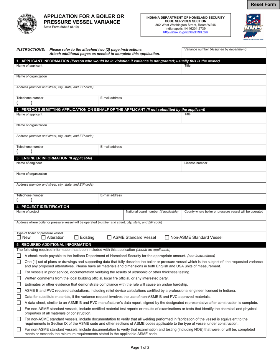 State Form 56815 - Fill Out, Sign Online and Download Fillable PDF ...