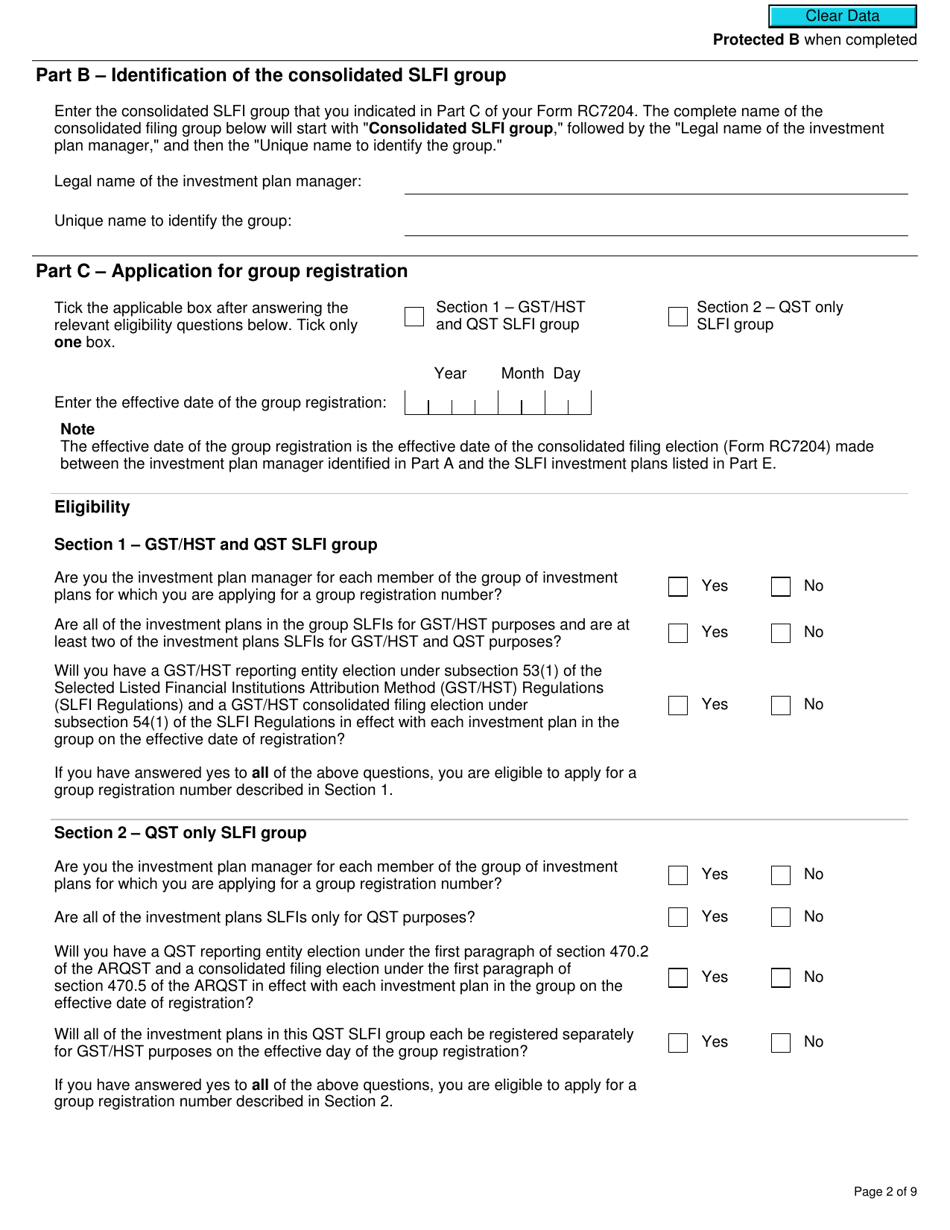 Form RC7202 - Fill Out, Sign Online and Download Fillable PDF, Canada ...