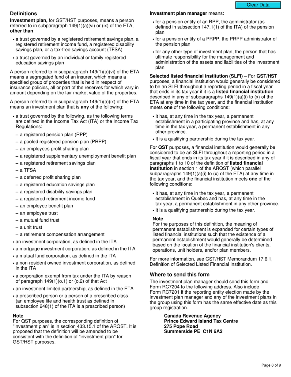 Form RC7202 - Fill Out, Sign Online and Download Fillable PDF, Canada ...