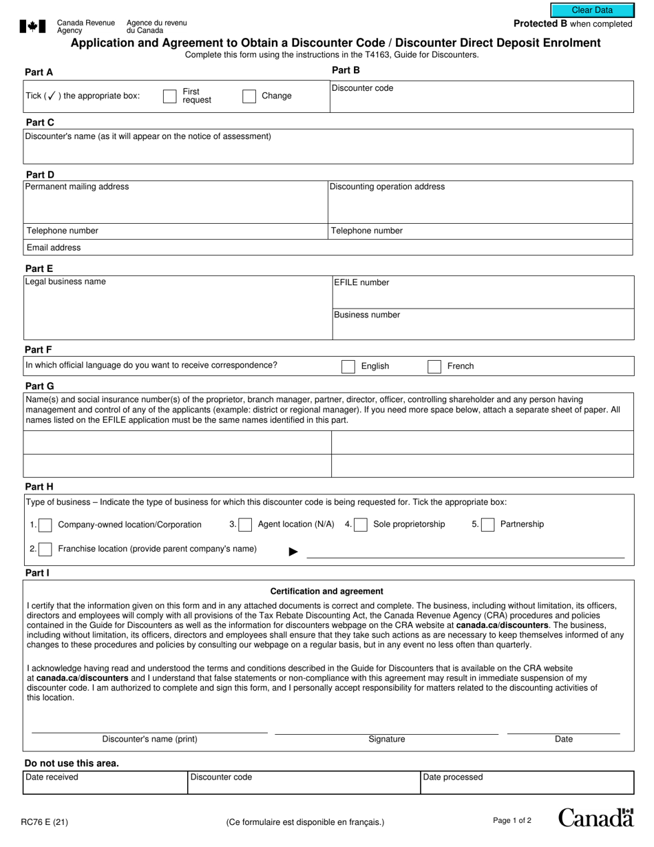 Form RC76 - Fill Out, Sign Online and Download Fillable PDF, Canada ...