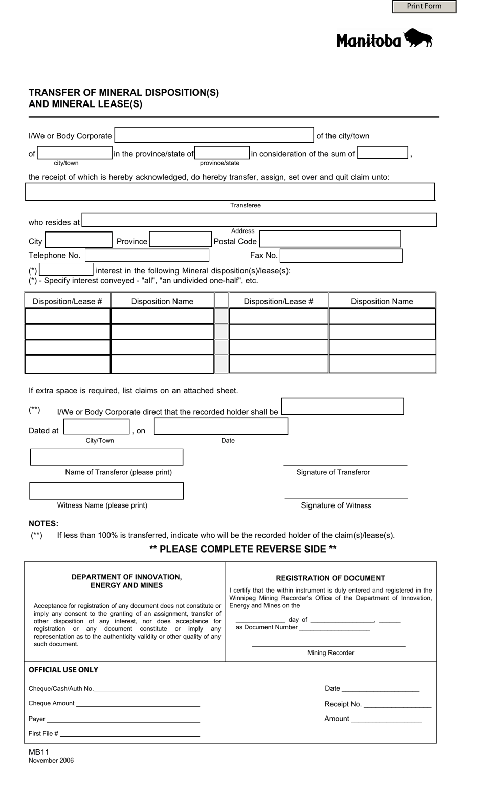 Form MB11 - Fill Out, Sign Online and Download Fillable PDF, Manitoba ...