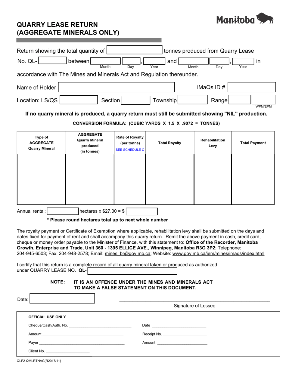 Form QLF2 - Fill Out, Sign Online and Download Fillable PDF, Manitoba ...