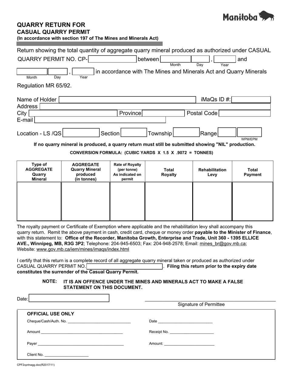 Form CPF2 - Fill Out, Sign Online and Download Fillable PDF, Manitoba ...