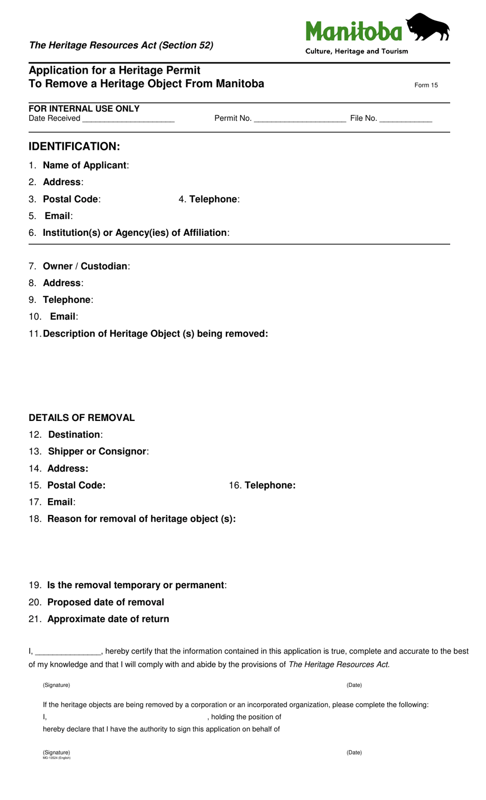 Form 15 (MG-13524) - Fill Out, Sign Online and Download Printable PDF ...