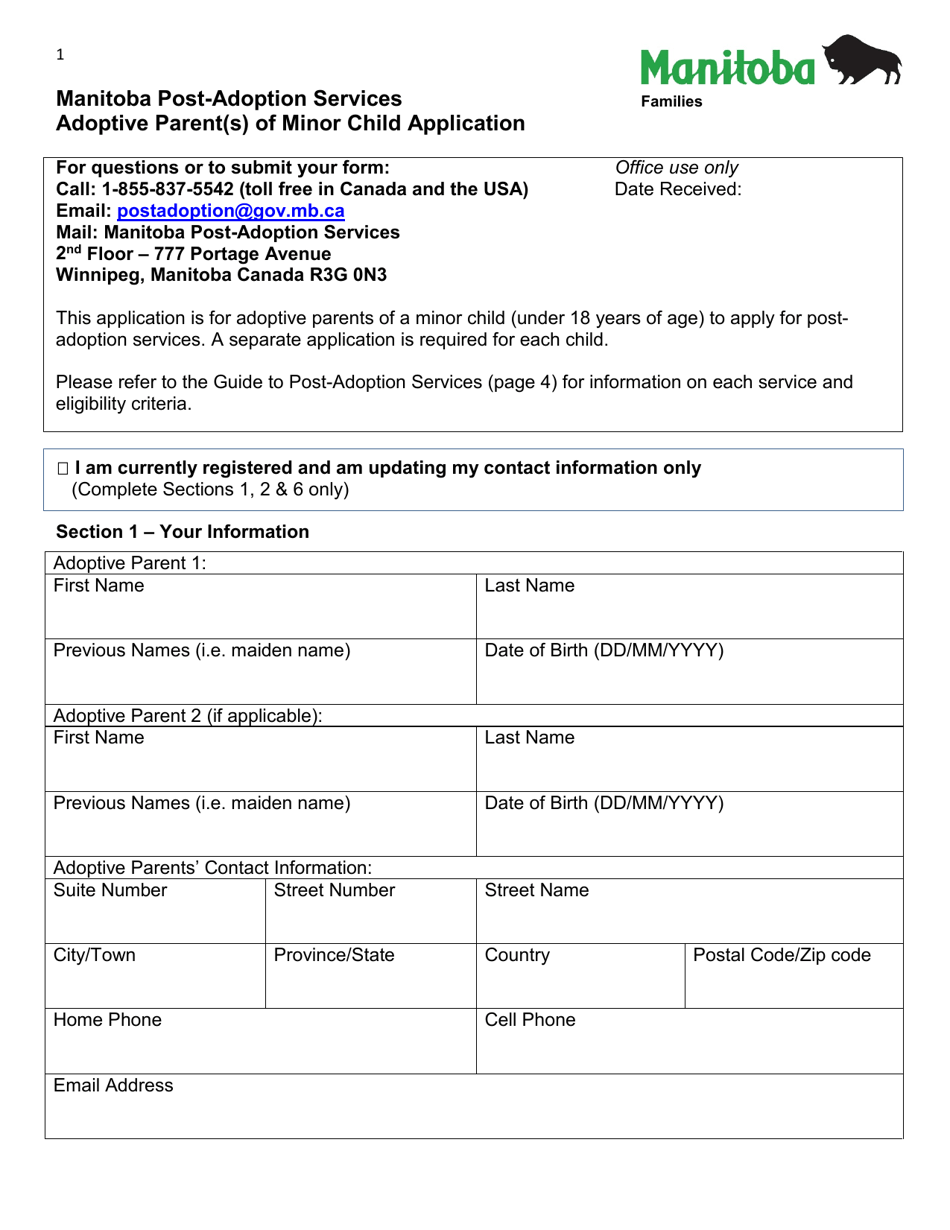 Manitoba Canada Manitoba Post-adoption Services Adoptive Parent(S) of ...