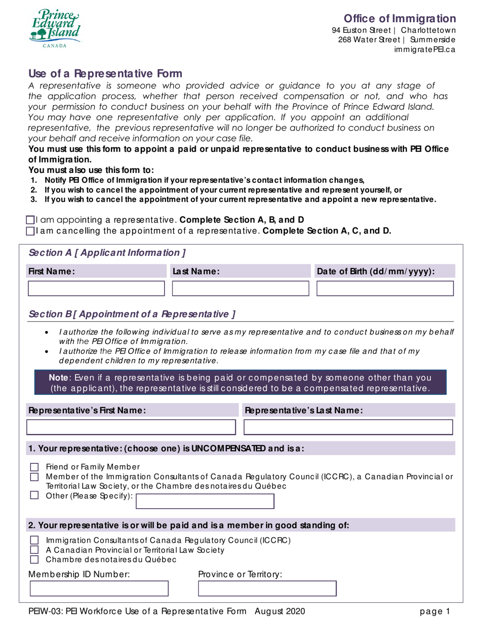 Form PEIW-03 - Fill Out, Sign Online and Download Fillable PDF, Prince ...