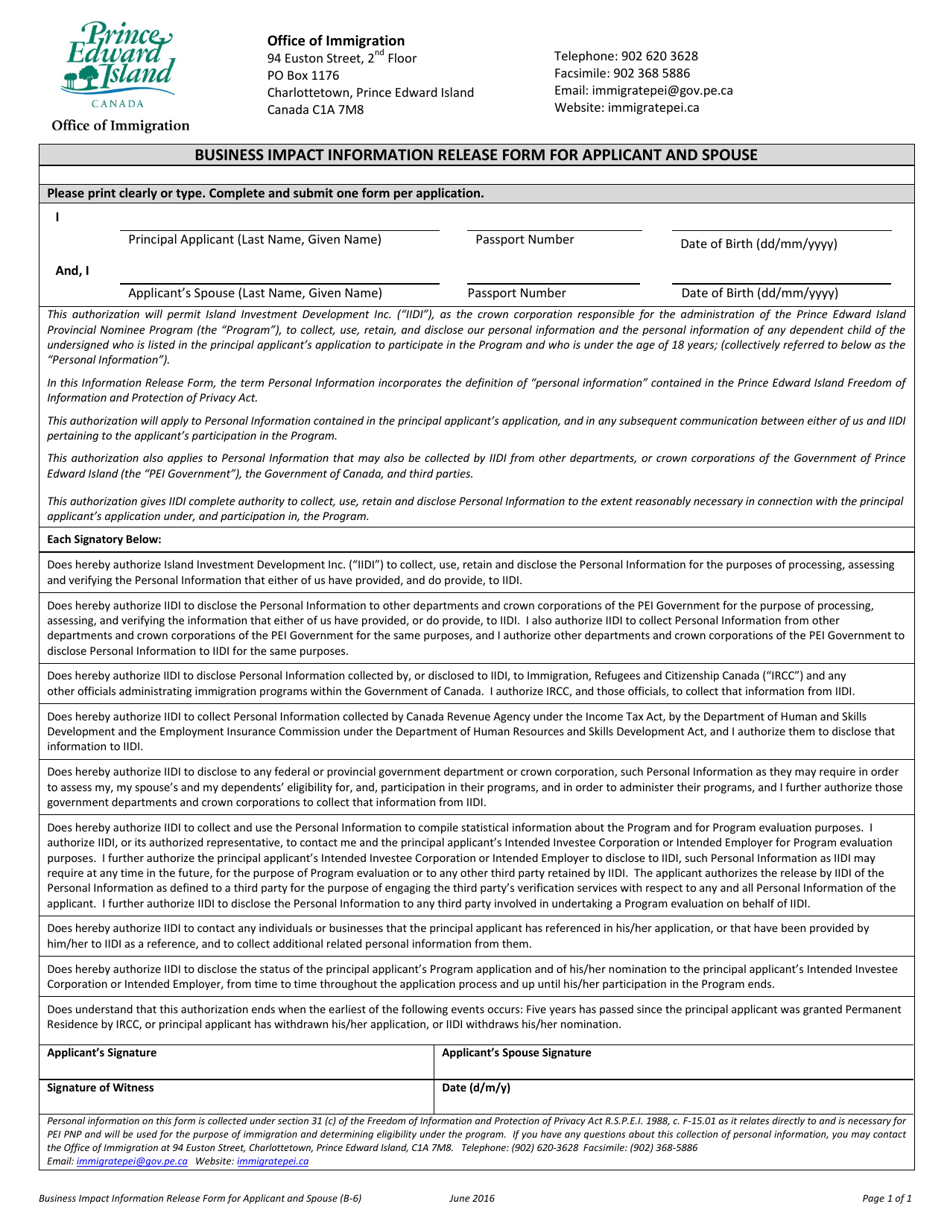 Form B-6 - Fill Out, Sign Online and Download Fillable PDF, Prince ...