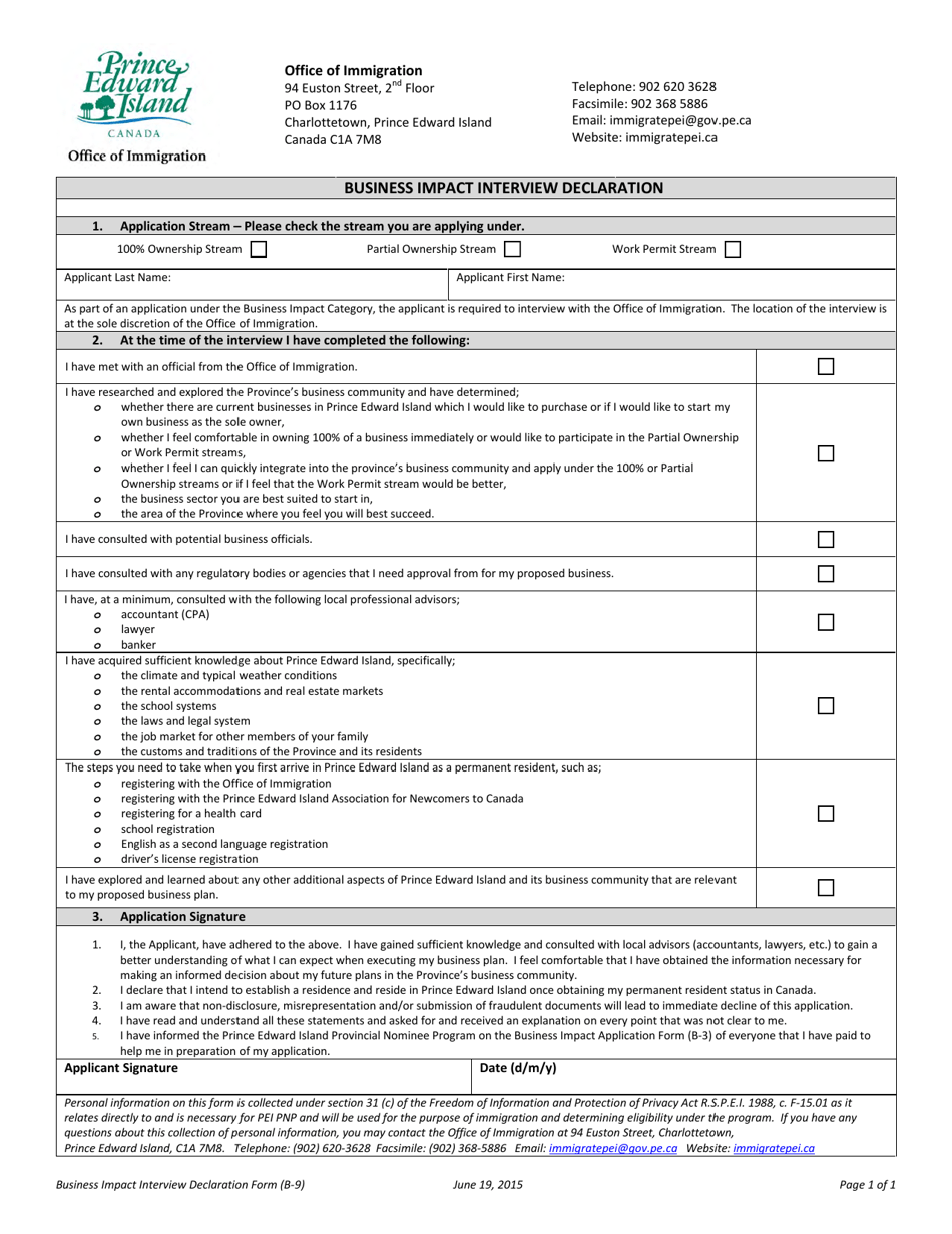 Form B-9 - Fill Out, Sign Online and Download Fillable PDF, Prince ...