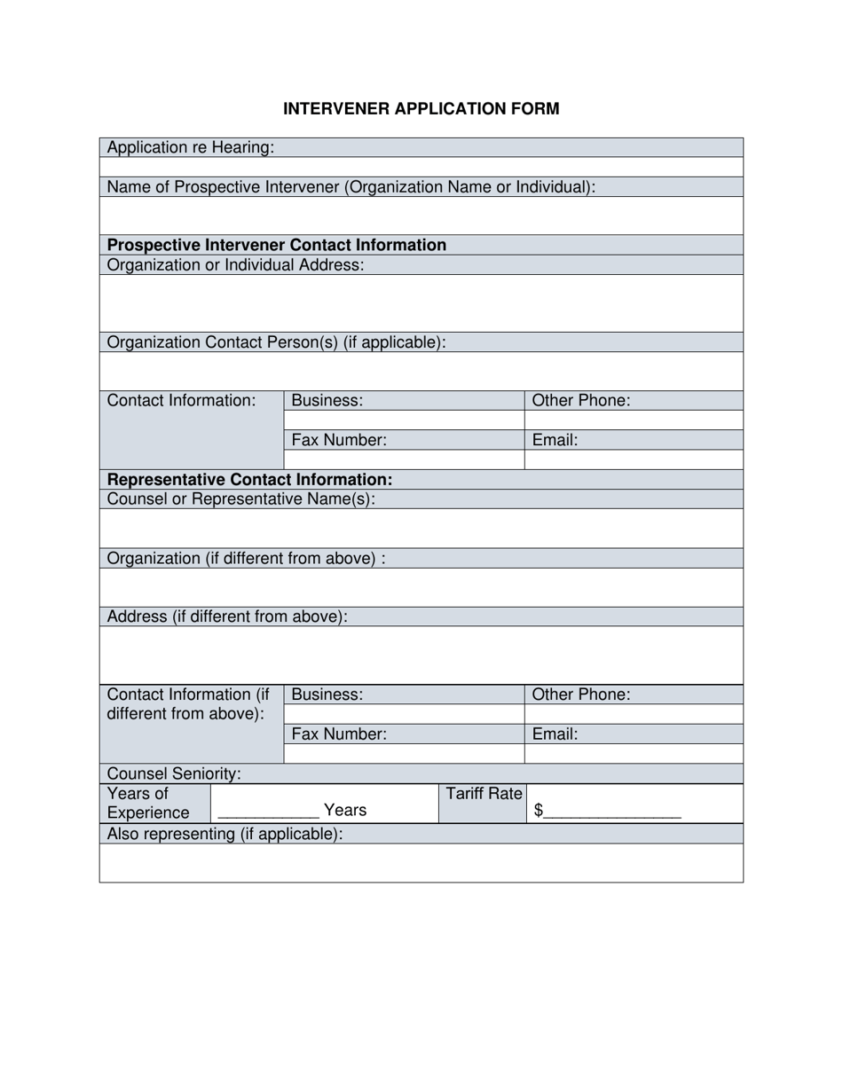 Manitoba Canada Intervener Application Form - Fill Out, Sign Online and ...