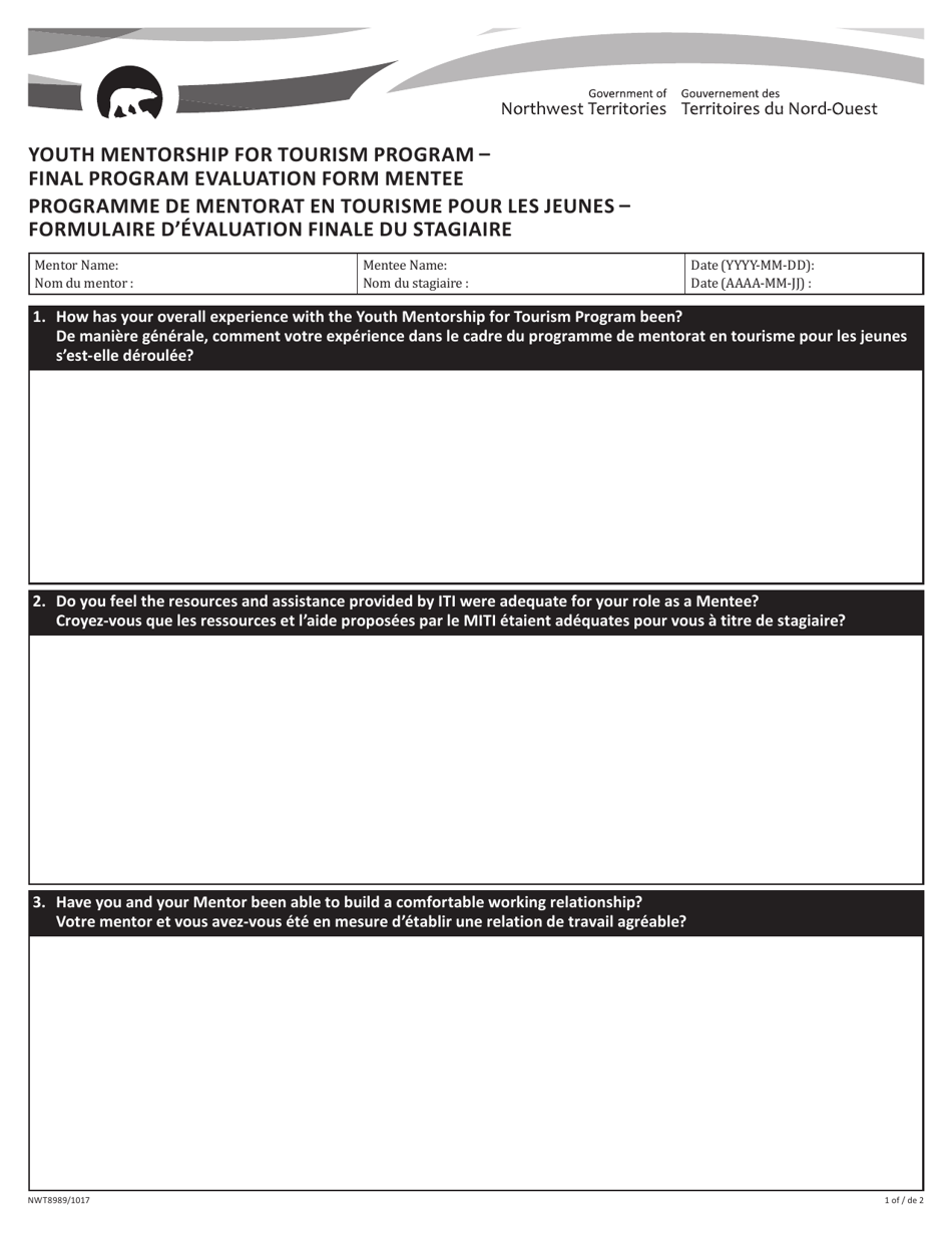 Form NWT8989 - Fill Out, Sign Online and Download Fillable PDF, Northwest Territories Canada ...