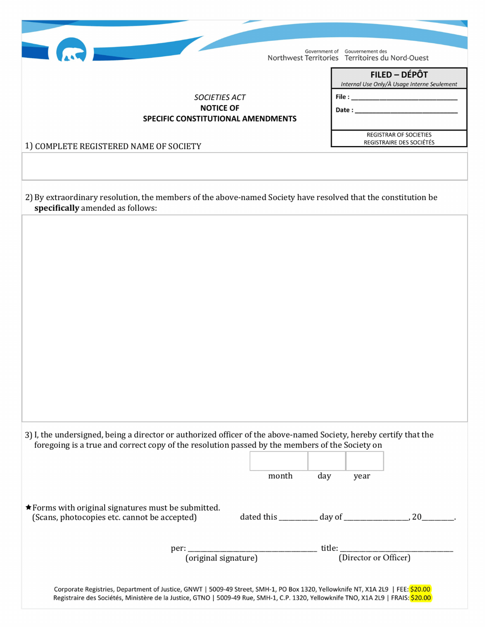 Northwest Territories Canada Notice of Specific Constitutional ...
