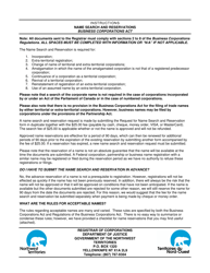 Download Instructions for Application for Name Search and Reservation ...