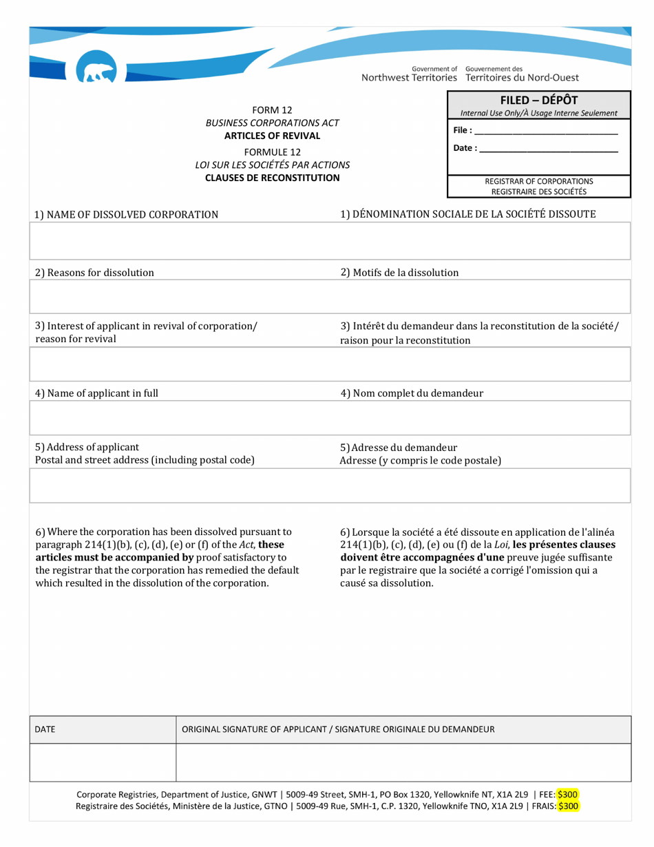Form 12 - Fill Out, Sign Online and Download Fillable PDF, Northwest ...