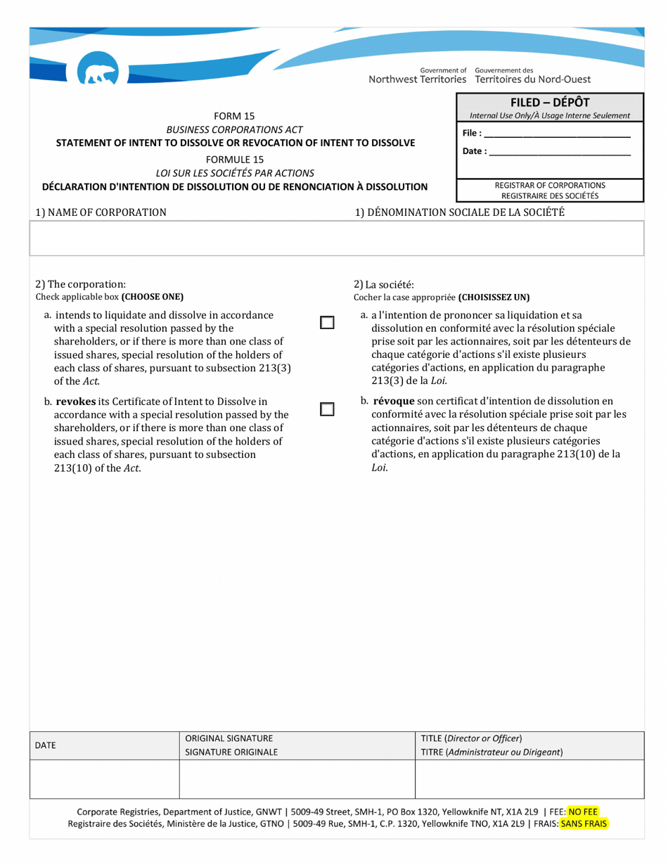 Form 15 - Fill Out, Sign Online and Download Fillable PDF, Northwest ...