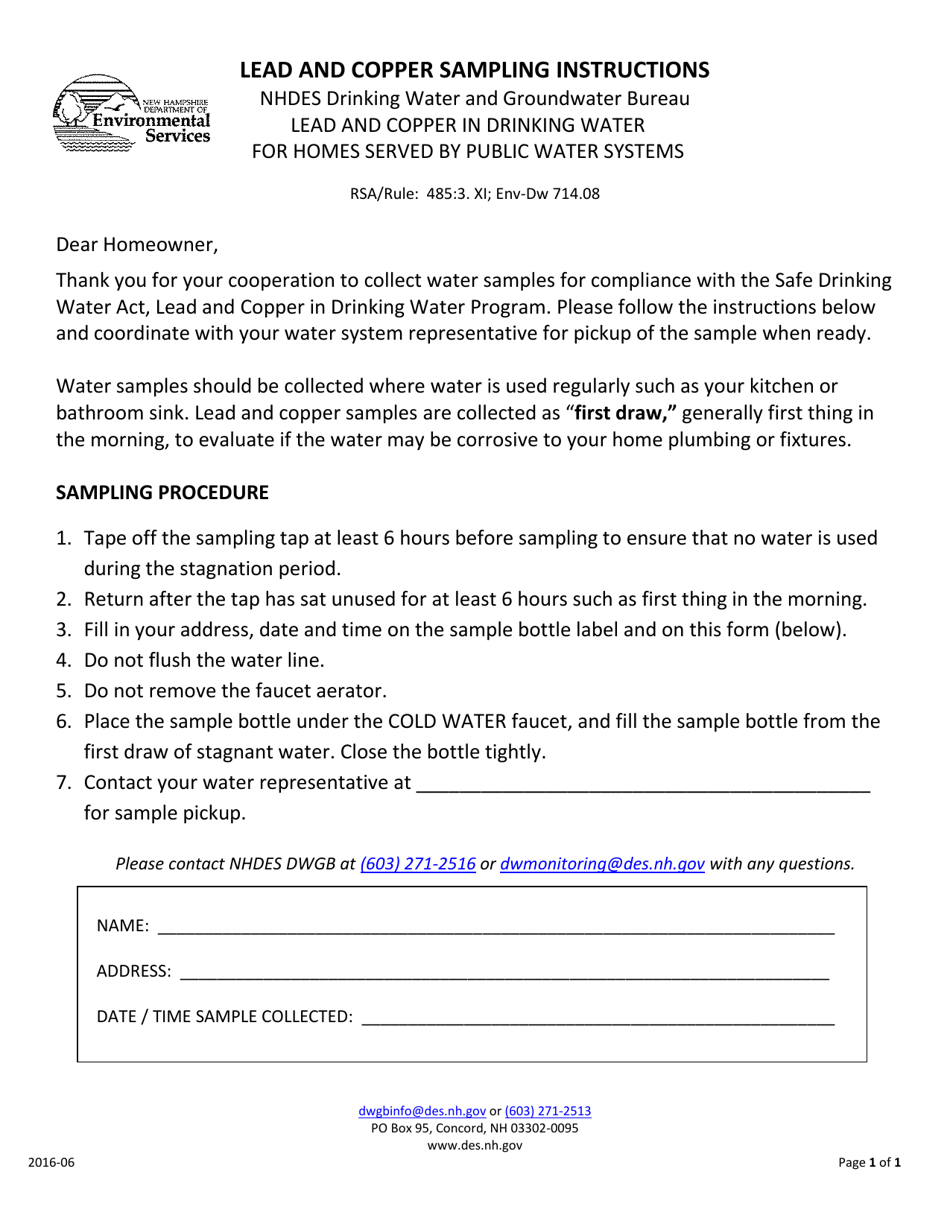New Hampshire Lead and Copper Sampling Instructions - Fill Out, Sign ...