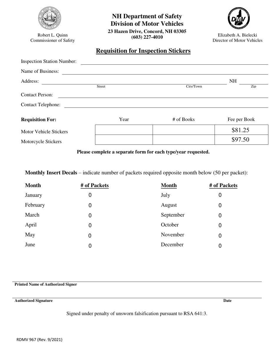 Form RDMV967 - Fill Out, Sign Online and Download Fillable PDF, New ...