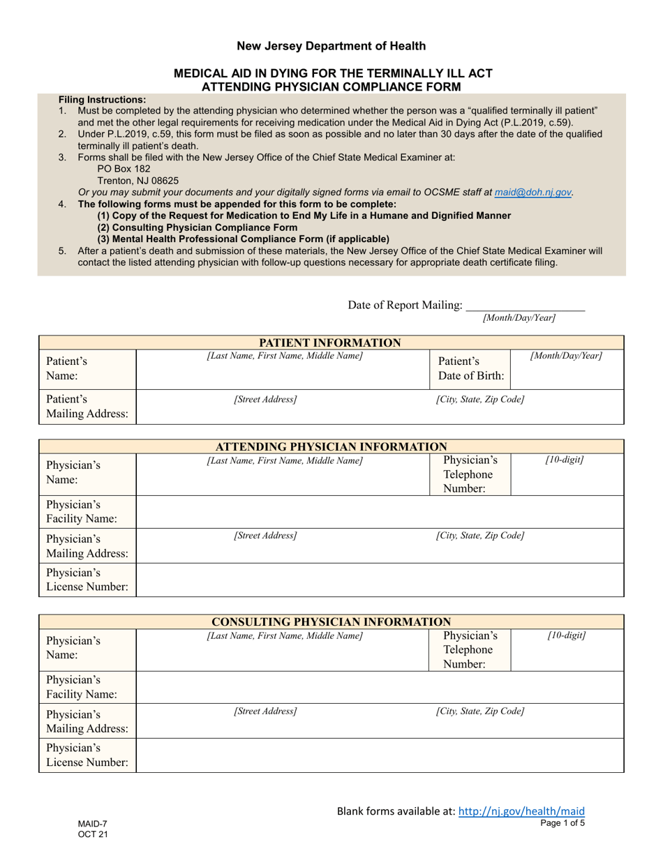 Form MAID-7 Download Fillable PDF or Fill Online Attending Physician ...