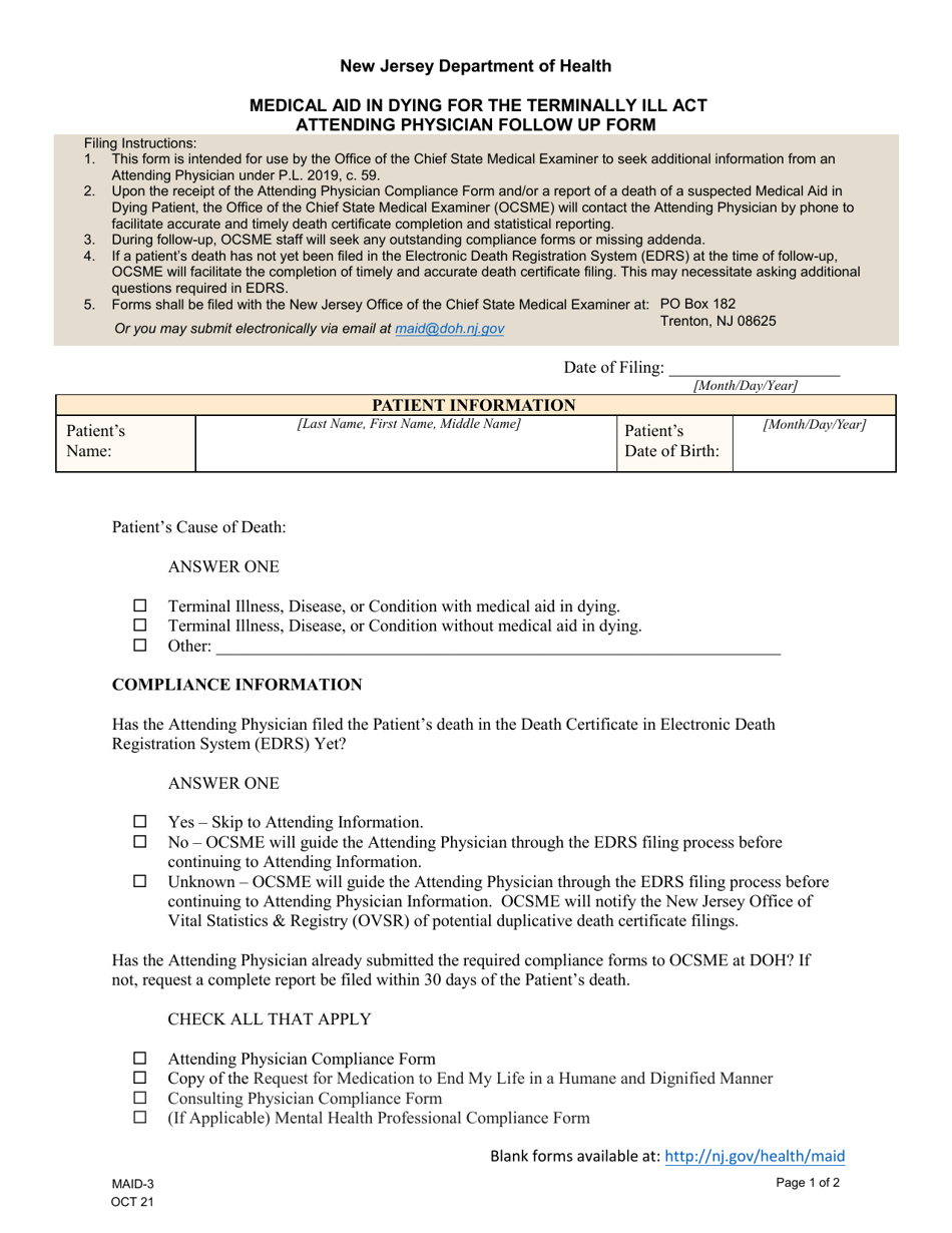 Form MAID-3 Download Fillable PDF or Fill Online Attending Physician ...