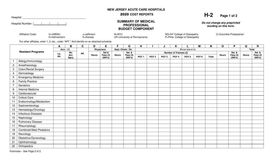 Form H-2 - 2020 - Fill Out, Sign Online and Download Fillable PDF, New ...