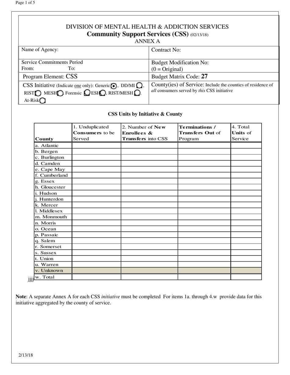 New Jersey Community Support Services (Css) - Fill Out, Sign Online and ...