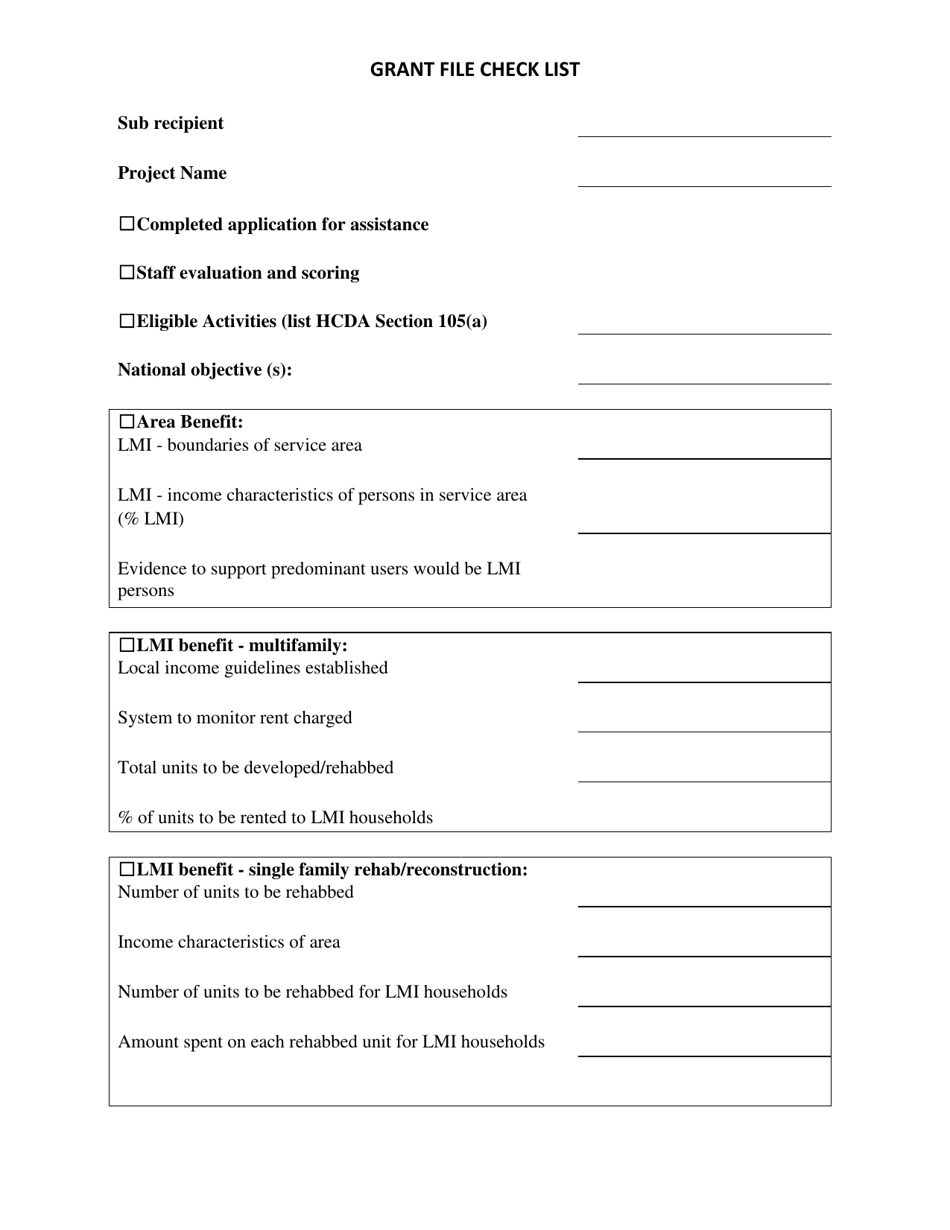 New Jersey Grant File Check List - Fill Out, Sign Online and Download ...