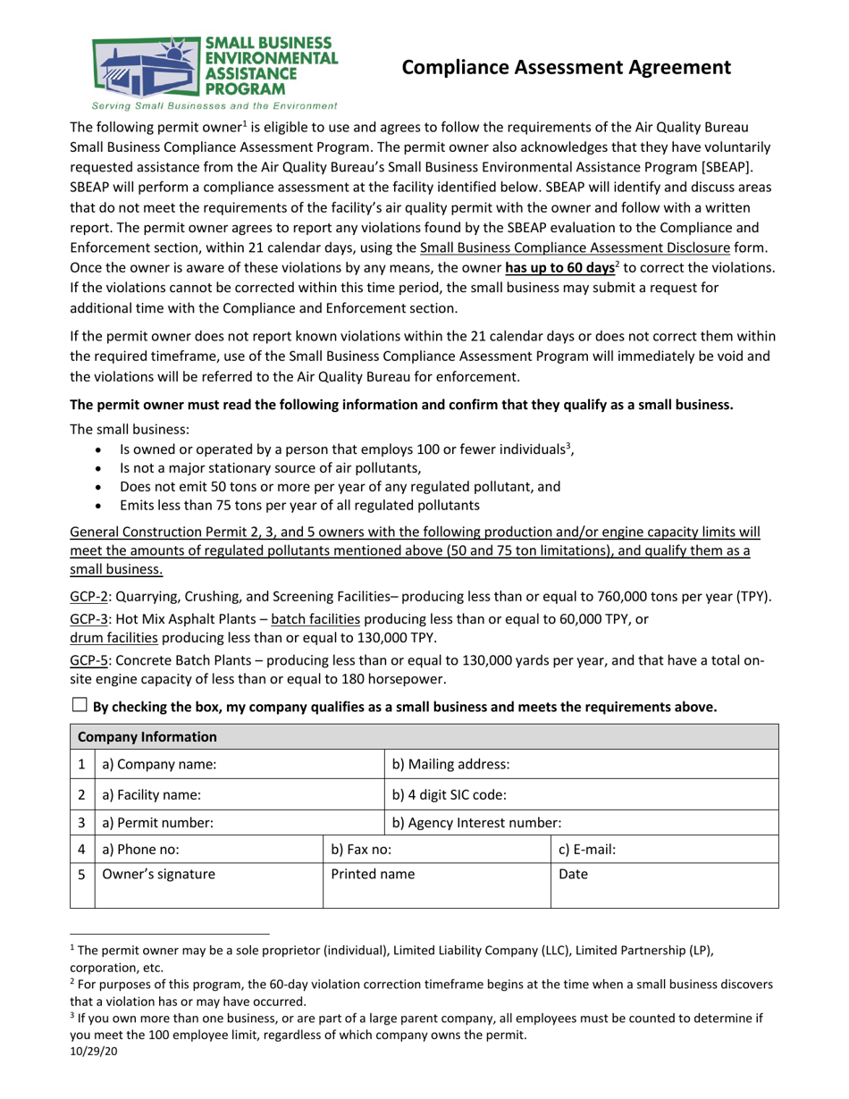 New Mexico Compliance Assessment Agreement - Fill Out, Sign Online and ...