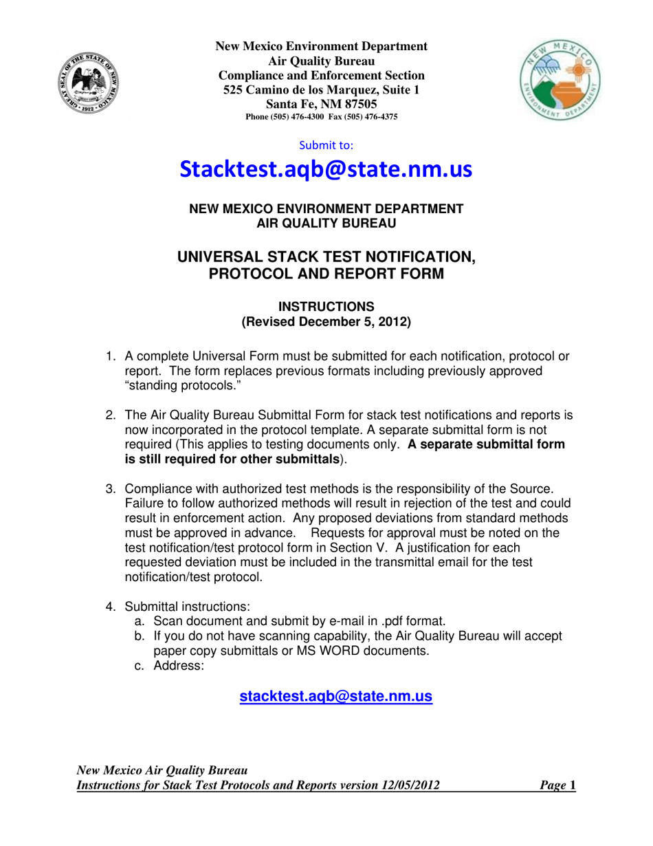 Download Instructions for Universal Stack Test Notification, Protocol ...